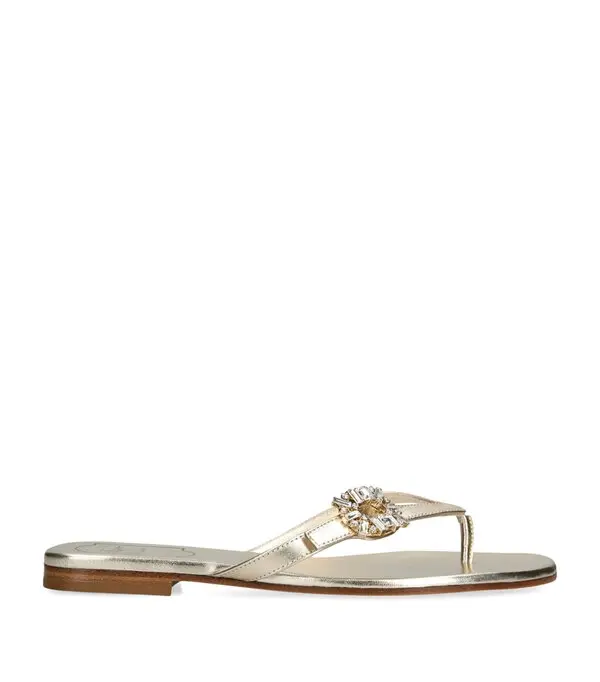 ROGER VIVIER Metallic Leather Embellished Sandals