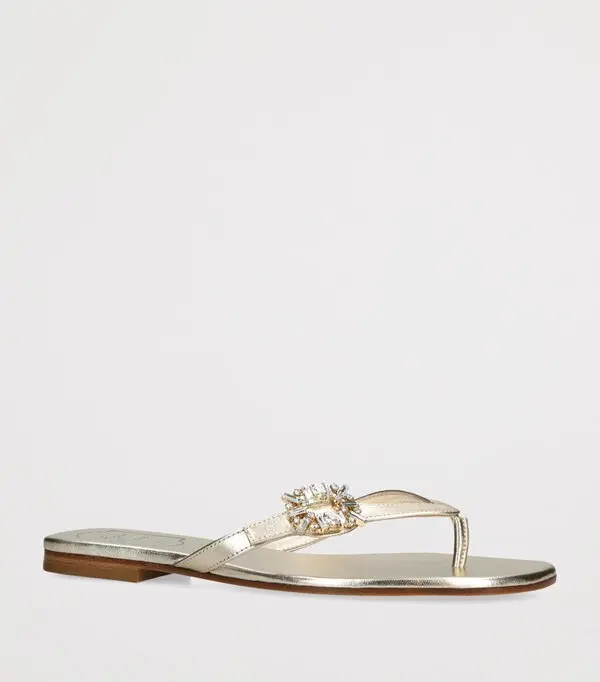 ROGER VIVIER Metallic Leather Embellished Sandals
