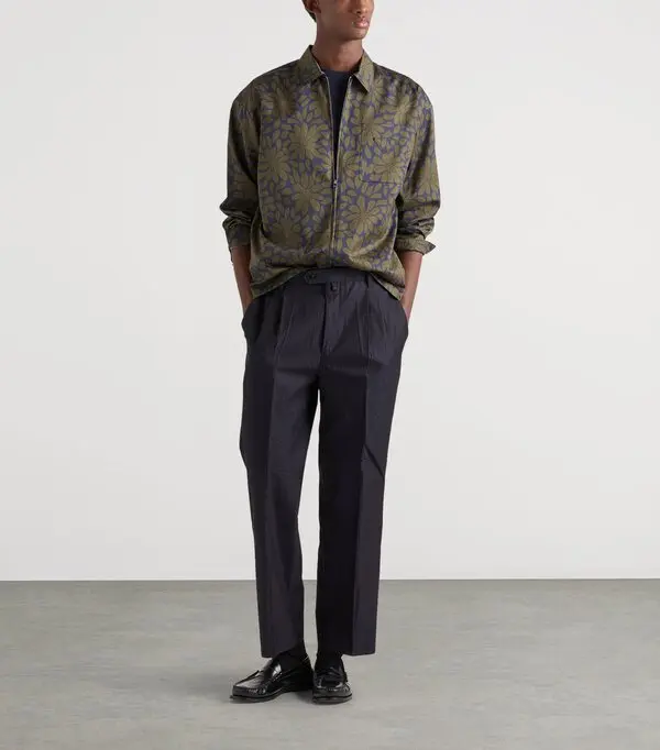 Prada Cotton-silk Zip-up Shirt With Floral Print