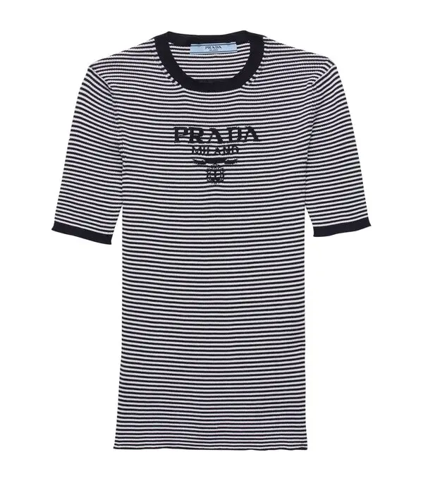Prada Silk Cropped Logo Sweater