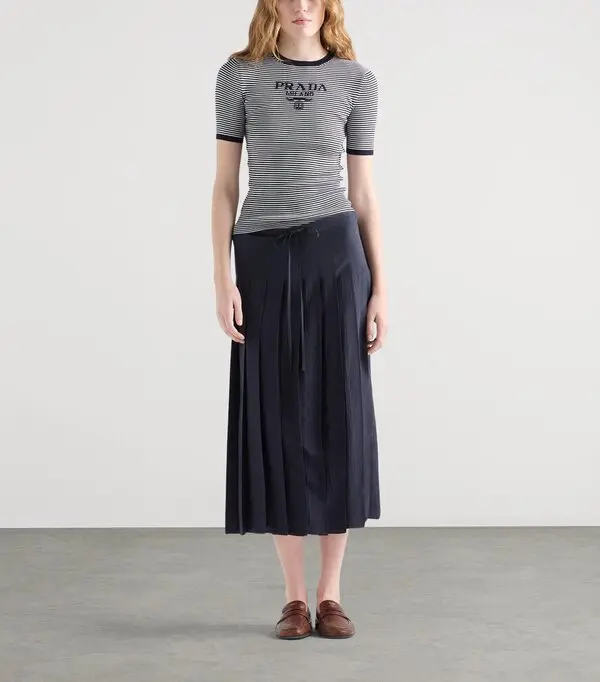 Prada Silk Cropped Logo Sweater