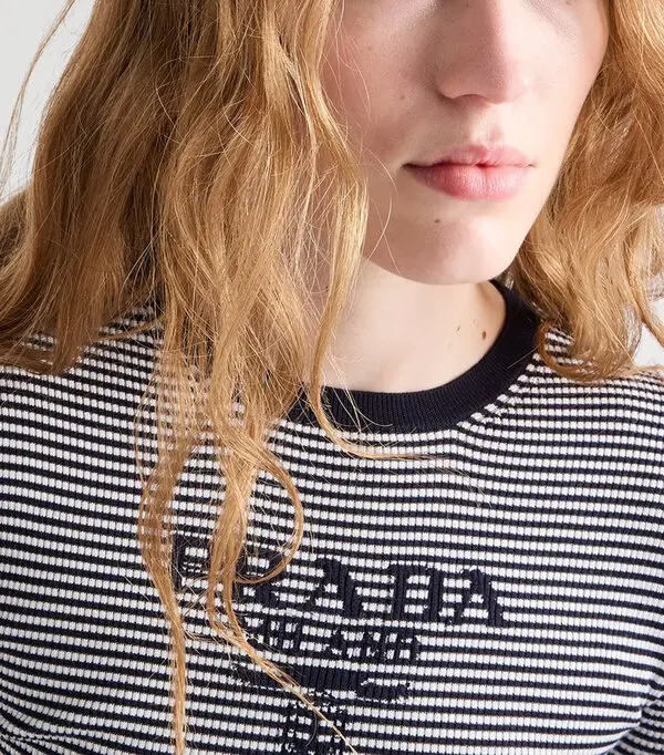 Prada Silk Cropped Logo Sweater