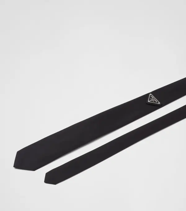 Prada Re-nylon Tie With Triangle Logo - Black