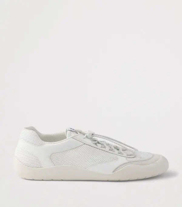 Prada Speedrock Leather And Mesh Sneakers - White