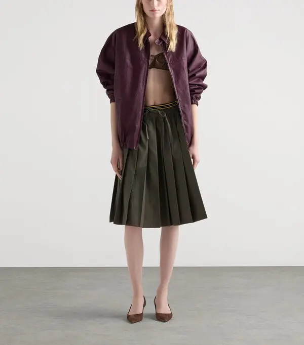 Prada Pleated Midi Skirt - Green