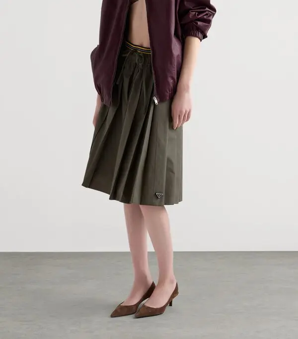 Prada Pleated Midi Skirt - Green