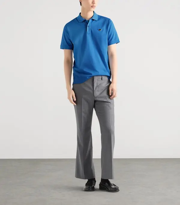 Prada Cotton Piqué Polo Shirt - Turquoise