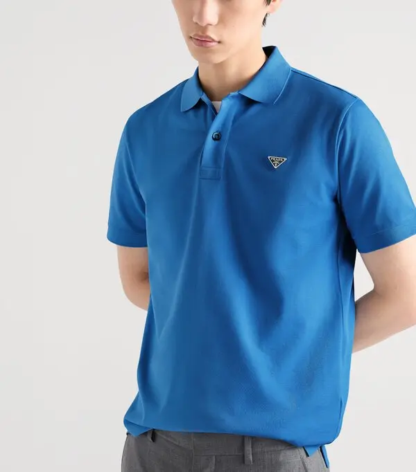 Prada Cotton Piqué Polo Shirt - Turquoise