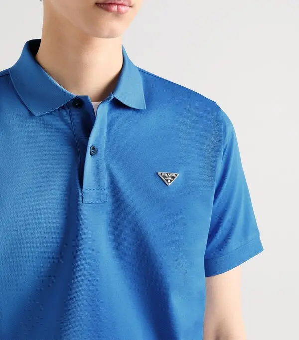 Prada Cotton Piqué Polo Shirt - Turquoise