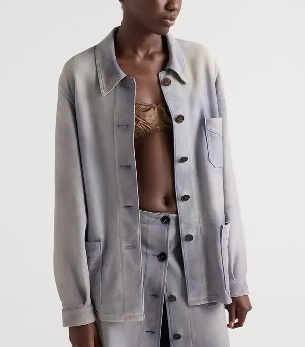 Prada Suede Single-breasted Jacket - Turquoise