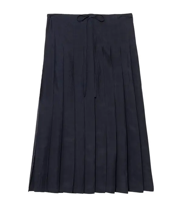 Prada Silk Pleated Midi Skirt