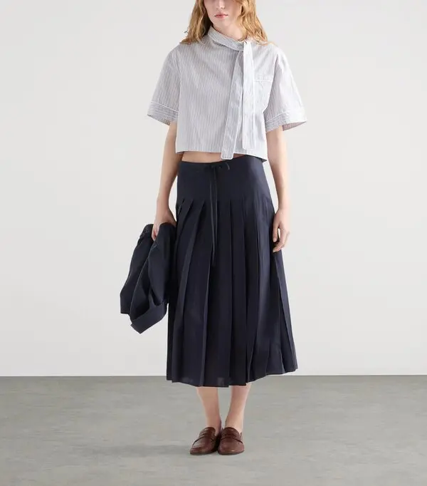Prada Silk Pleated Midi Skirt