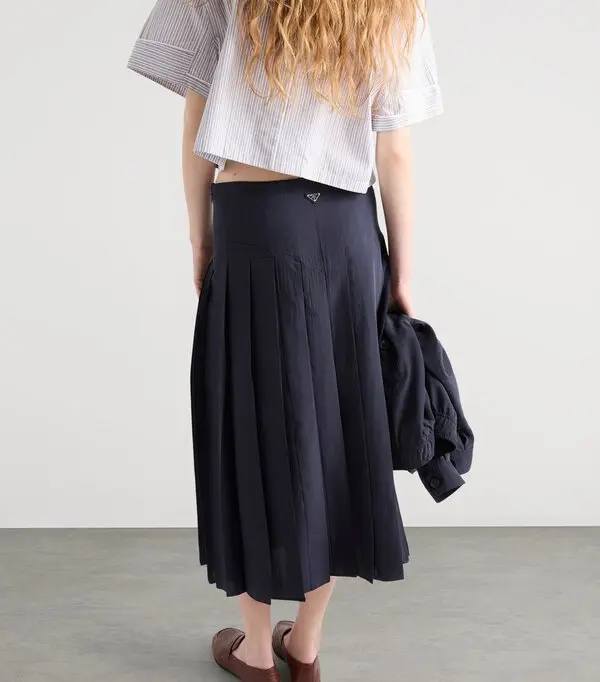 Prada Silk Pleated Midi Skirt