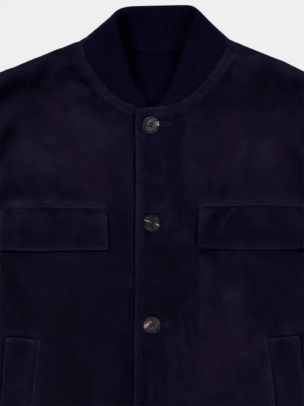 FERRAGAMO Suede Bomber Jacket - Blue