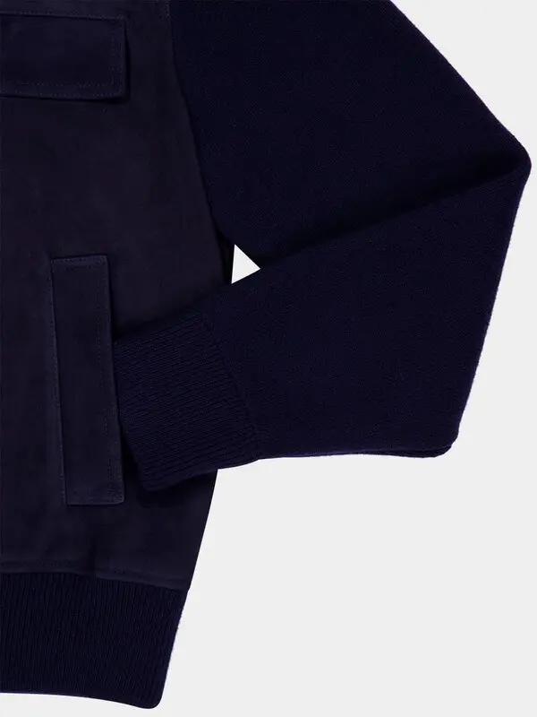 FERRAGAMO Suede Bomber Jacket - Blue