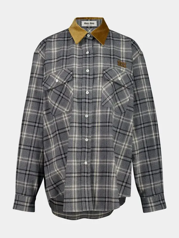 Miu Miu Checked Flannel Shirt - Grey