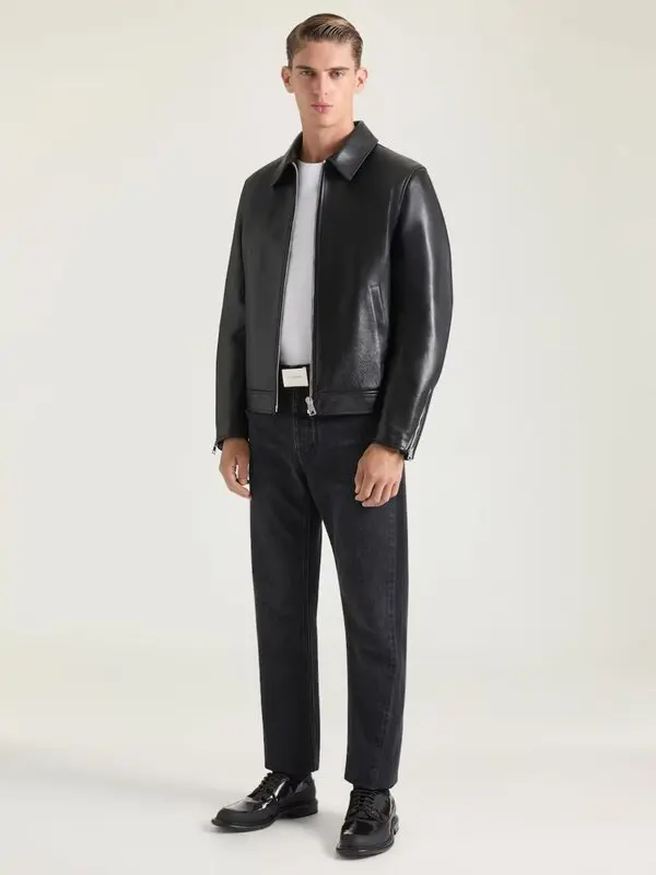 Givenchy Biker Zipped Blouson In Bull Leather - Black