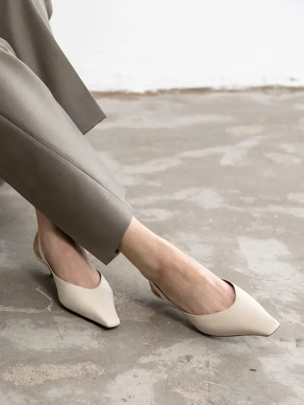 Amina Muaddi Jamie Slingback Mid-heel Pumps - Beige