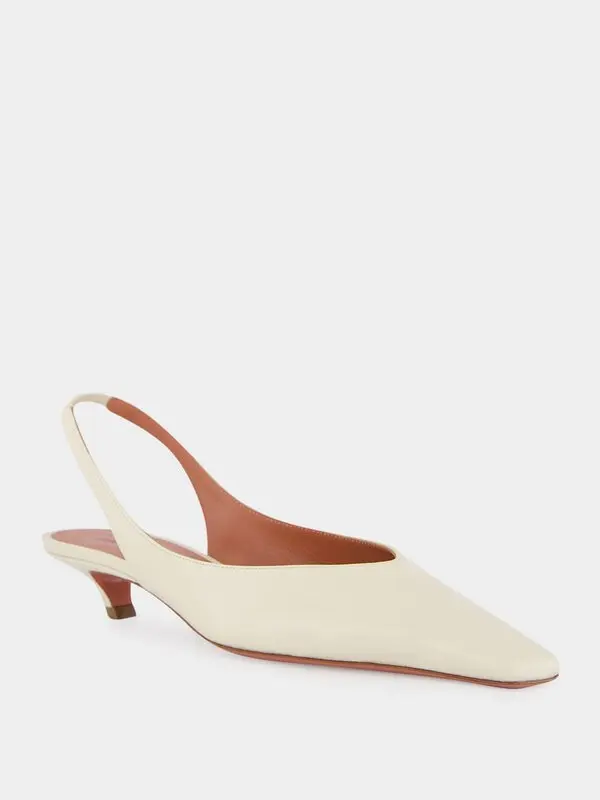 Amina Muaddi Jamie Slingback Mid-heel Pumps - Beige