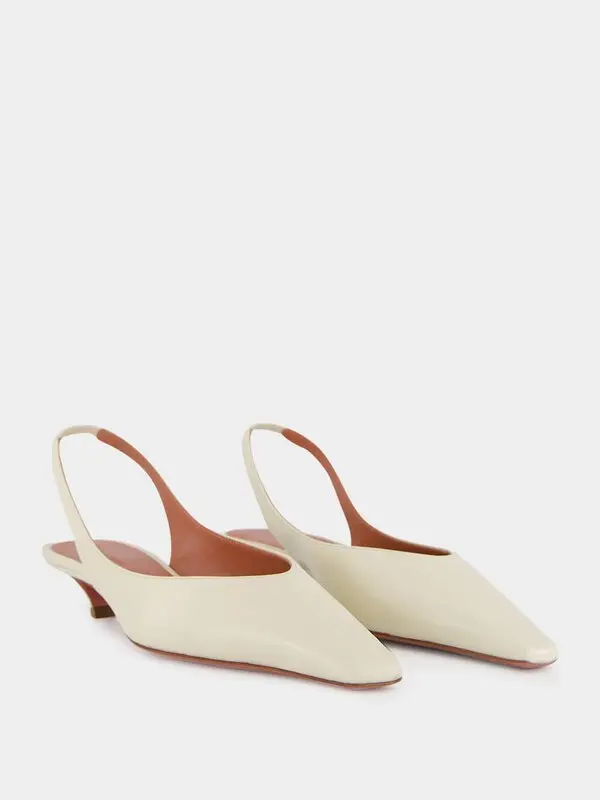 Amina Muaddi Jamie Slingback Mid-heel Pumps - Beige