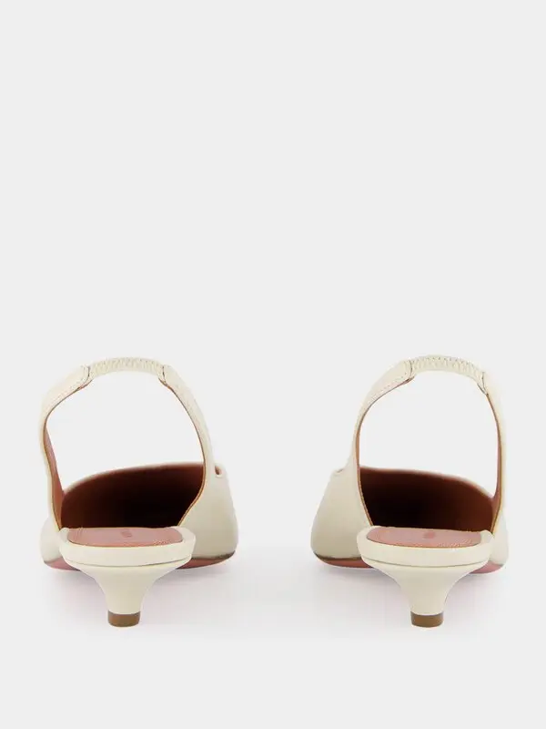 Amina Muaddi Jamie Slingback Mid-heel Pumps - Beige