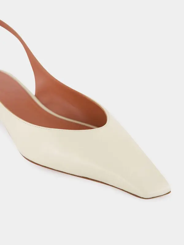 Amina Muaddi Jamie Slingback Mid-heel Pumps - Beige