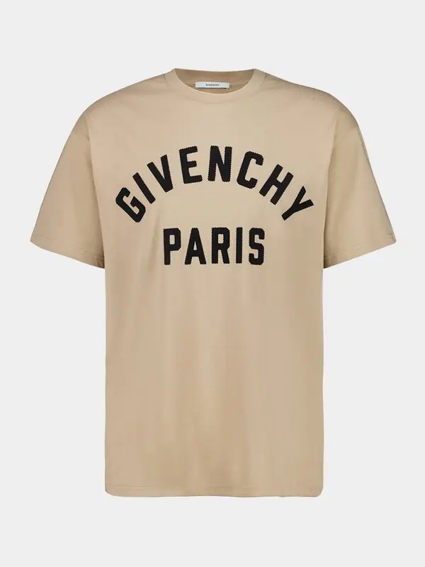 Givenchy T-shirt In Cotton With Logo Embroidery - Beige