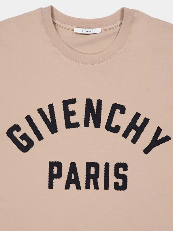 Givenchy T-shirt In Cotton With Logo Embroidery - Beige
