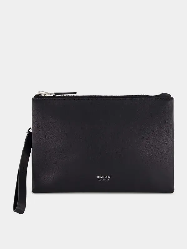 TOM FORD Grain Leather Slim Pouch - Black
