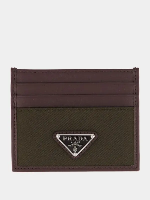Prada Re-nylon Leather Card Holder - Brown