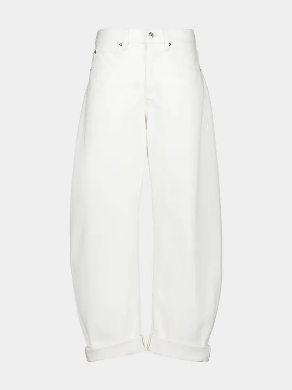 FRAME High-rise Barrel Jeans - White
