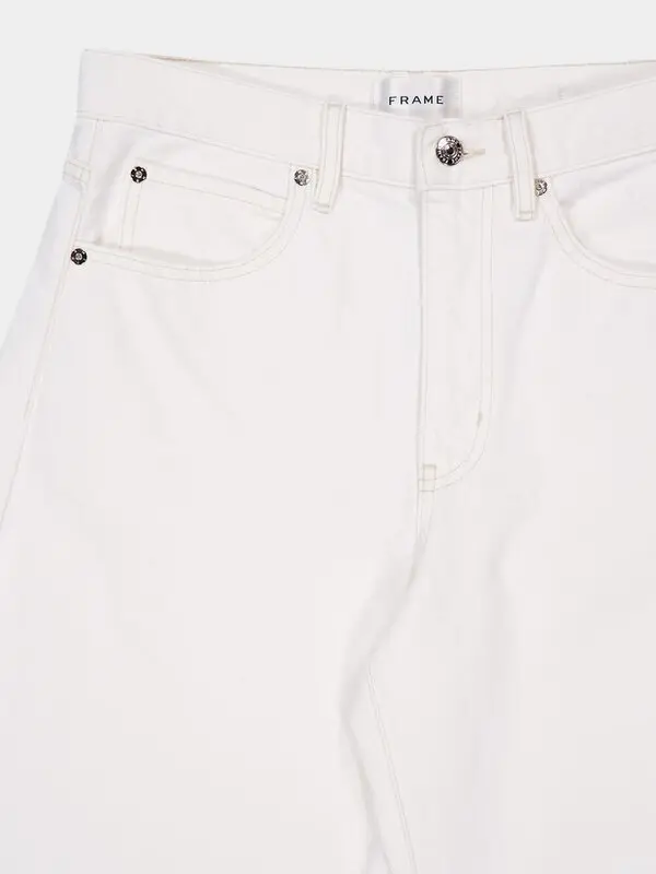 FRAME High-rise Barrel Jeans - White