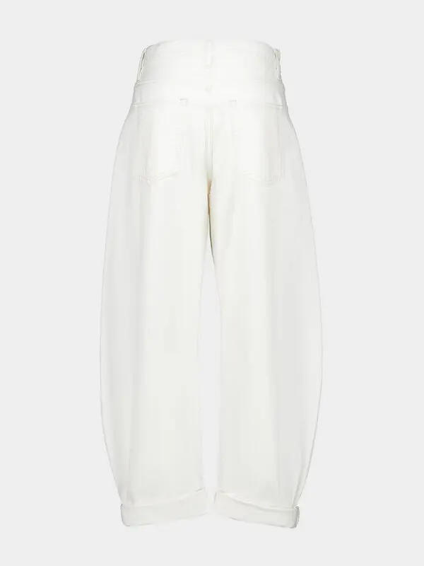 FRAME High-rise Barrel Jeans - White
