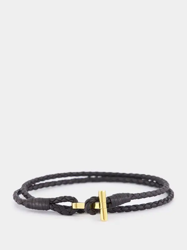 TOM FORD Dark Braided T Bracelet - Brown