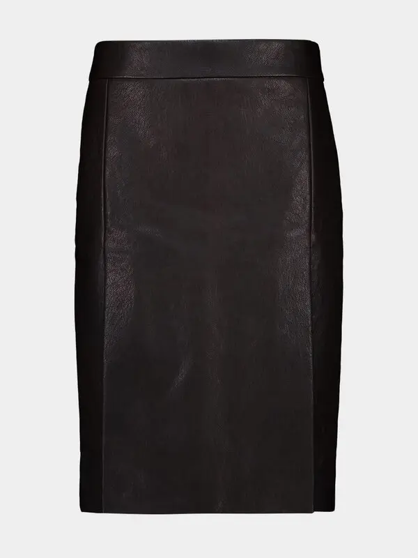 FERRAGAMO Midi Leather Skirt - Brown
