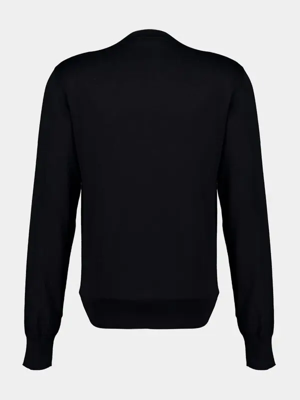 Balmain Silk-cotton Jumper With Pb Logo - Black