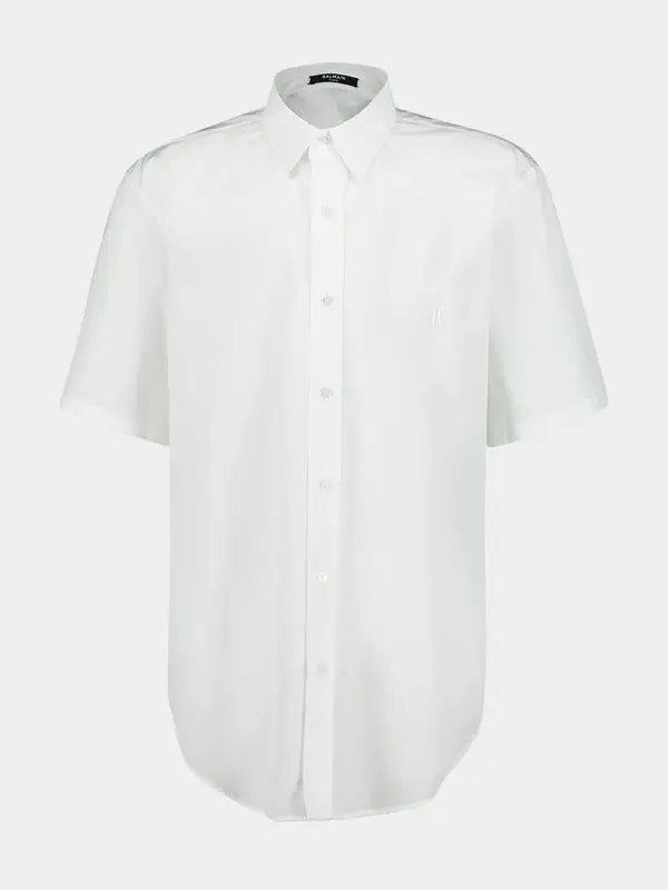 Balmain Short-sleeve Cotton Poplin Shirt - White