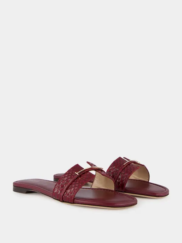 TOM FORD Ruby Leather Flat Slides - Red