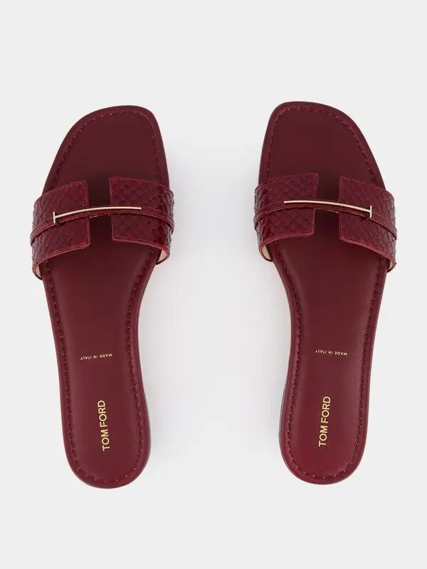 TOM FORD Ruby Leather Flat Slides - Red