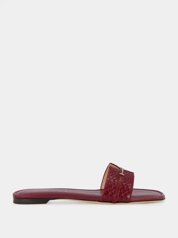 TOM FORD Ruby Leather Flat Slides - Red