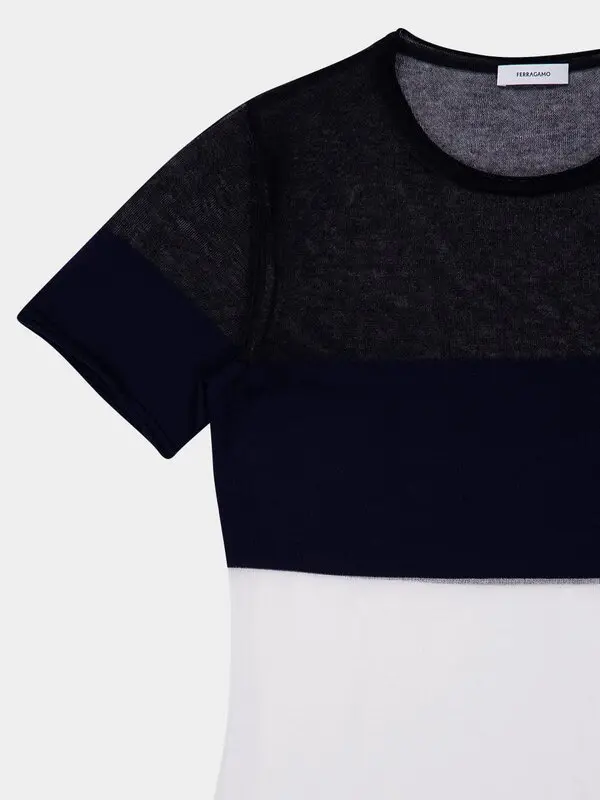 FERRAGAMO Wool-blend Round Neck T-shirt - Blue