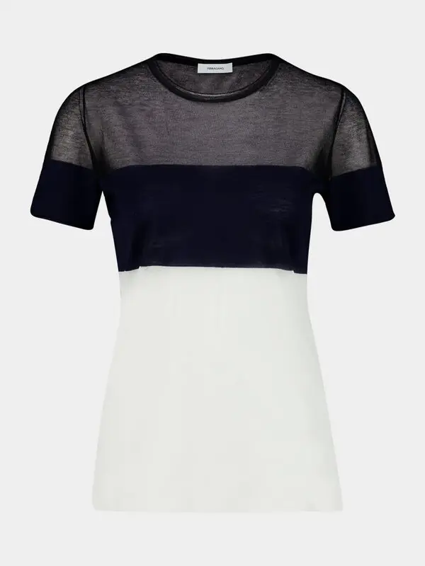 FERRAGAMO Wool-blend Round Neck T-shirt - Blue