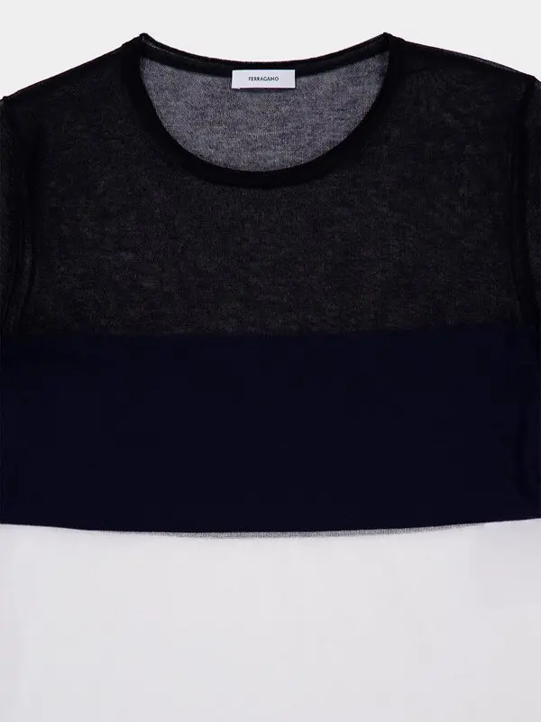 FERRAGAMO Wool-blend Round Neck T-shirt - Blue