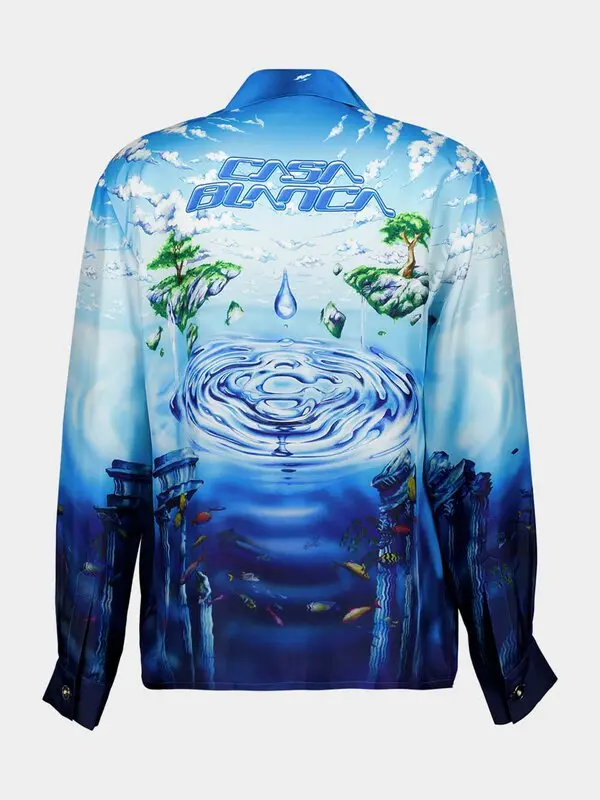Casablanca Lost Atlantis Silk Cuban Shirt - Blue