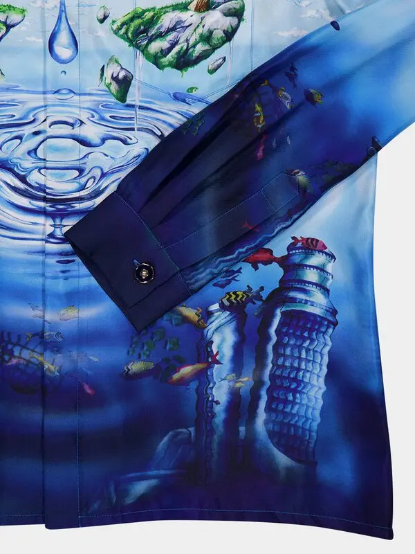 Casablanca Lost Atlantis Silk Cuban Shirt - Blue