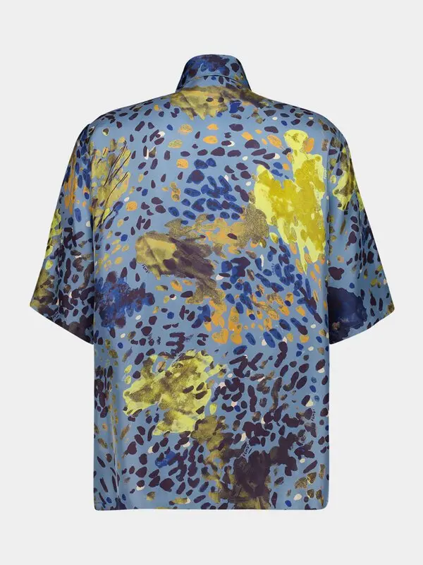 Fendi Airforce And Yellow Falena Silk Shirt - Blue