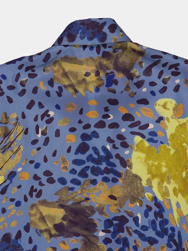 Fendi Airforce And Yellow Falena Silk Shirt - Blue