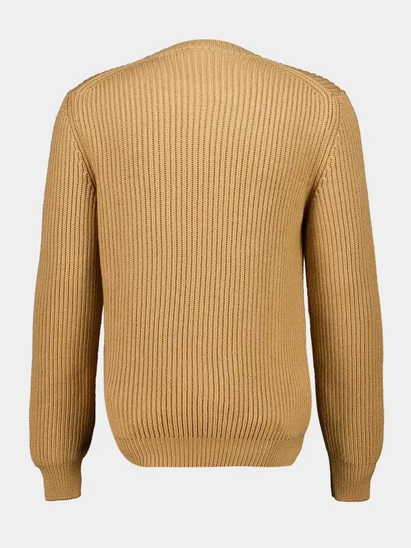 Fendi Wool Pullover With Embroidered Logo - Brown