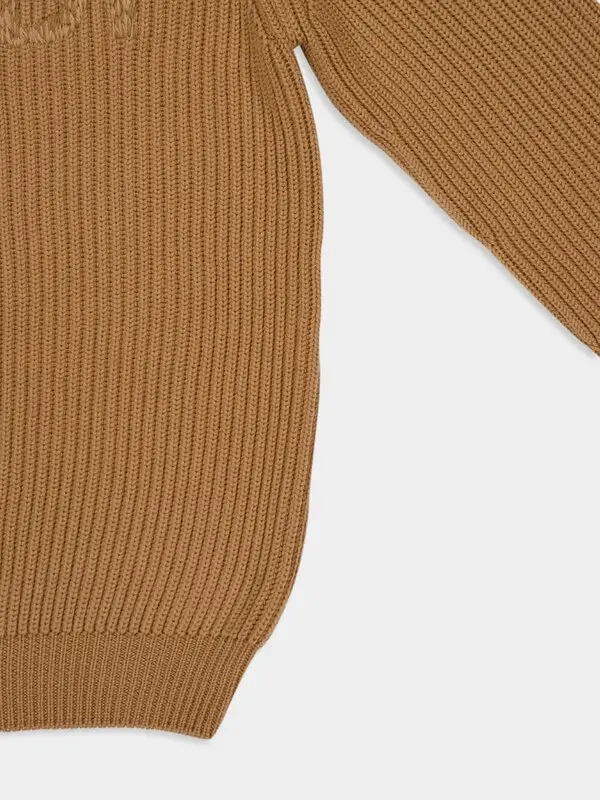 Fendi Wool Pullover With Embroidered Logo - Brown