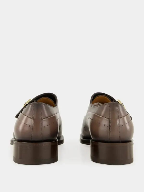 Santoni Leather Double-buckle Brogue Shoes